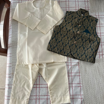 Joon Embroidery Green Koti Baby Boy Kurta Pajama / Shalwar Kameez ...