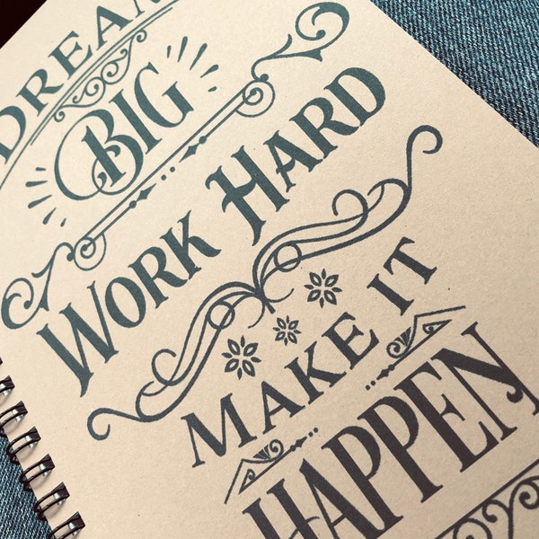 Dream Big Work Hard Make It Happen - Blank Journal, Writing Journal ...