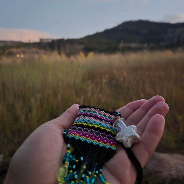 Beaded Amulet Bag Pattern, Springtime Sunshine Pattern, Peyote Stitch ...