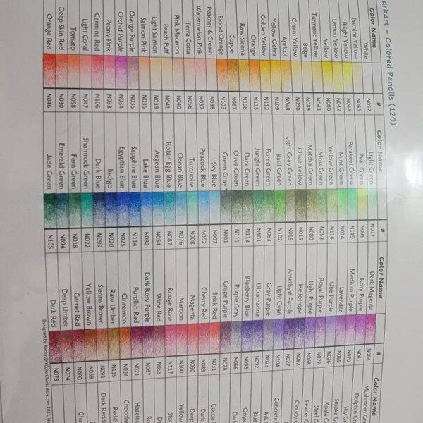 Markart - 120 Colored Pencil Set - DIY Color Chart / Swatch Sheet ...
