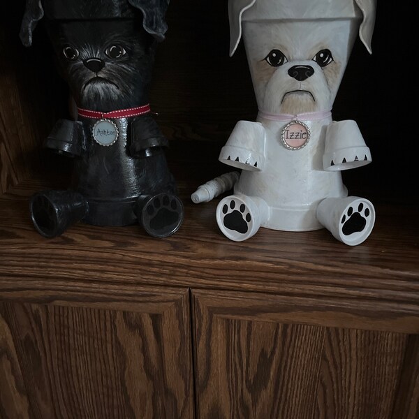 CUSTOM DOG Clay Pots, Pot Heads, Handmade Terra Cotta Clay Flower Pots ...