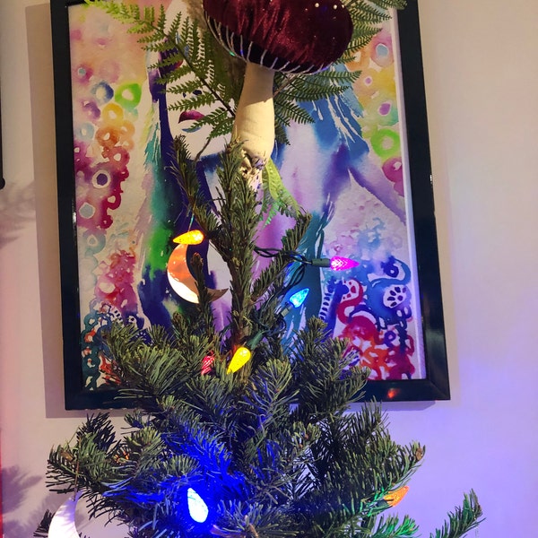 Turquoise and Silver Mushroom Tree Topper - Etsy