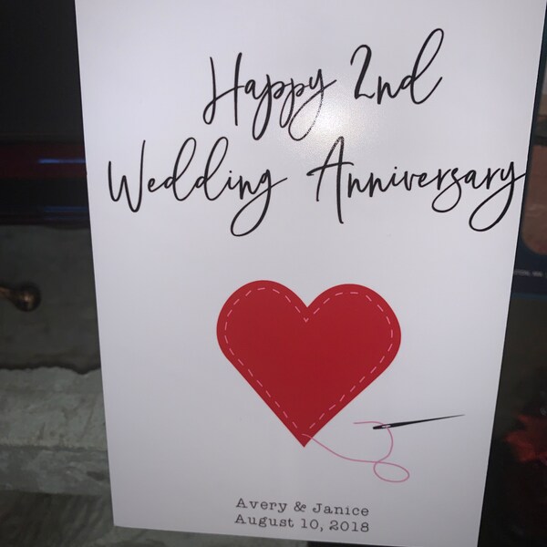 2nd Wedding Anniversary Card. 2nd Wedding Anniversary Cotton Heart Card ...