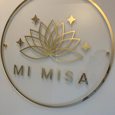 Personalized Transparent Acrylic Business Sign With Golden Lettering ...