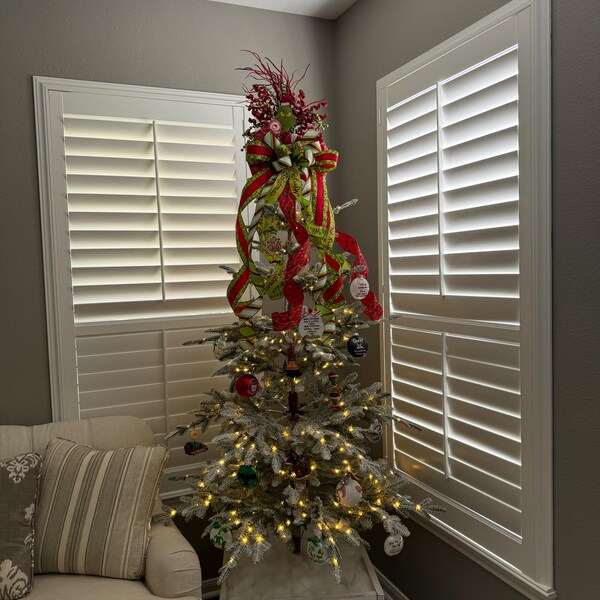 Pink Christmas Tree Topper, Rose Gold, Mauve, Gold, Glitter Stripes ...