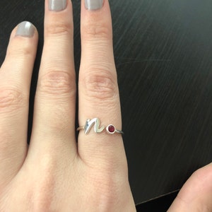 Custom Initial Ring With Birthstone Personalized Initial Ring Letter ...