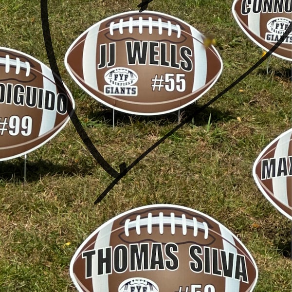 Custom Football Shaped Team & Player Fence or Yard Signs - Etsy