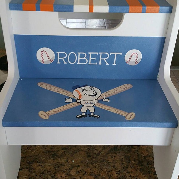 Kids 2 Step Stool, Mr Mets, New York Mets, Baseball, Childrens 2 Step ...