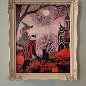 Witch's Story 8x10 Halloween Witch Black Cat Ryta Print of Original by ...