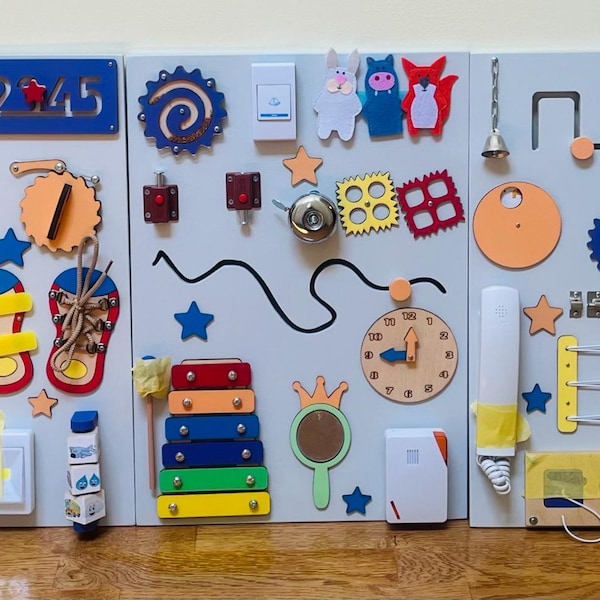 Montessori Sensory Wall Panel, Large Learning Activity Center, Toddler ...