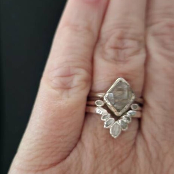 Kyanite Shield Ring Green Raw Crystal Crown Ring Natural Rough Kyanite ...