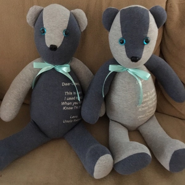 Keepsake Patchwork Memory Clothes Quote Shirt Bear Stuffed Plush Animal ...