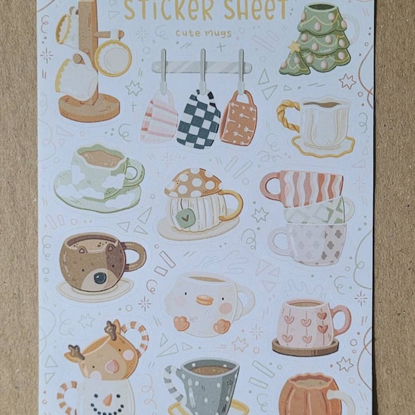 Sticker Sheet - Cute Mugs | Journal Stickers, Calendar, Planner ...