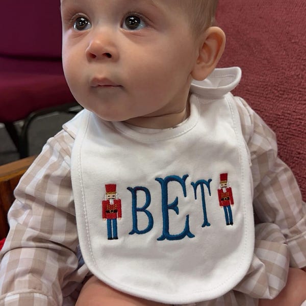 Girl's Monogram Bib / Monogrammed Bib / Personalized Bib / Bow ...