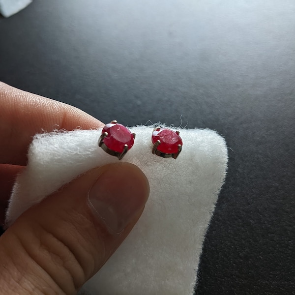Natural Dark Red Ruby Earring, Deep Red Genuine Ruby Studs, Raw Ruby ...