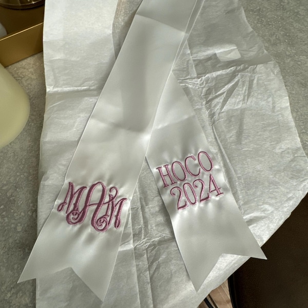 SATIN Monogram Nosegay Ribbon - Prom/homecoming/hoco/school Dance - Etsy