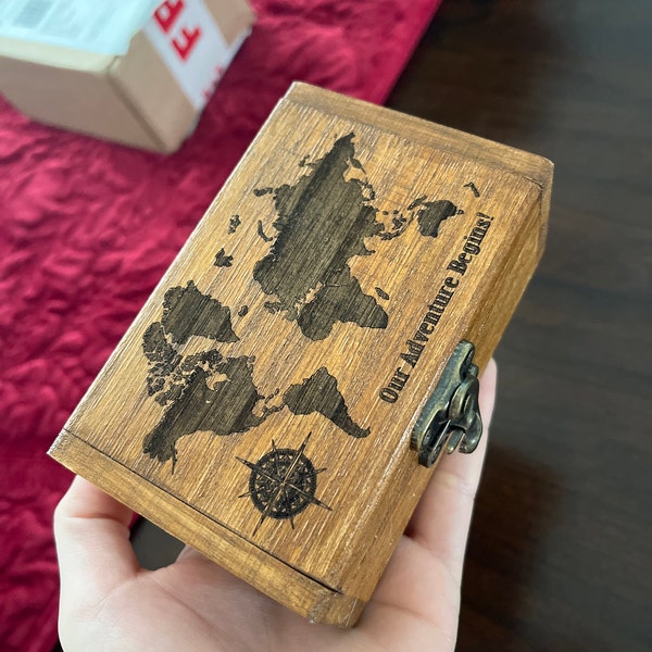 Personalized Wedding Ring Box, Our Adventure Begins Wedding Box ...