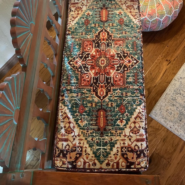 3" Thick Custom Bench Cushion – Turkish Rug Style, Boho Window Seat Pad ...