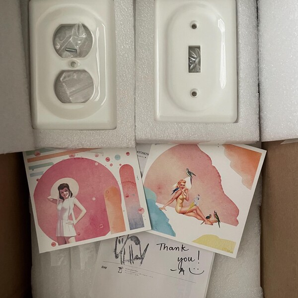 Vintage White Ceramic Outlet Covers / Switch Plate Covers - Etsy