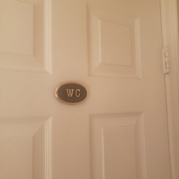 Solid Brass WC Toilet Door Sign - Vintage Antique Victorian Cast Brass ...