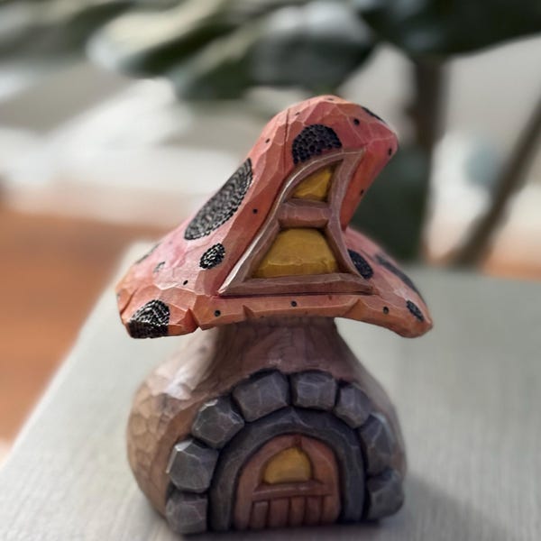 Folk Art Wood Goblin | Goblin Wood Carving | Goblincore Decor | Wooden ...