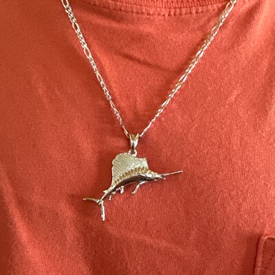 14k Gold Vermeil Redfish V.2 Necklace, Redfish in Action Charm, Red ...