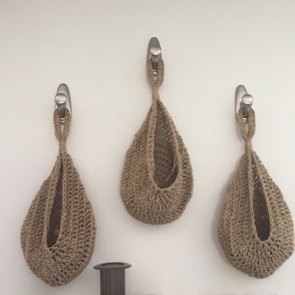 Jute Wall Hanging Basket. 3 Tier. Storage for Fruits, Vegetables, Onion ...