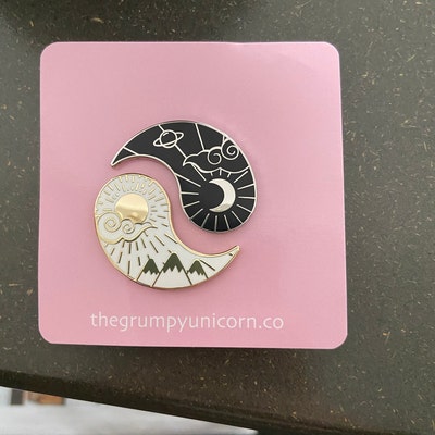 Night & Day Yin Yang Enamel Pin Set - Etsy