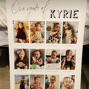 Printable Baby's First Year Poster Template, Modern 1st Birthday Photo ...