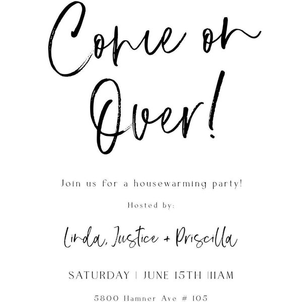Minimalist Housewarming Party Invitation, Modern Come on Over Party ...