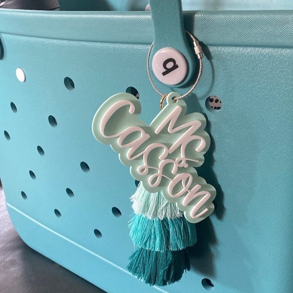 Bogg Bag Name Keychain, Personalized Bag Charm, Beach Tote Name Tag ...
