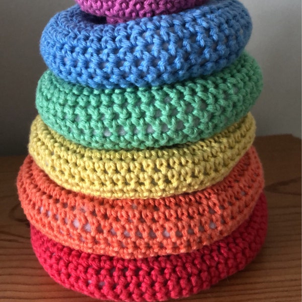 Crochet Baby Toys Montessori Rainbow Stacking Rings Pattern Christmas ...