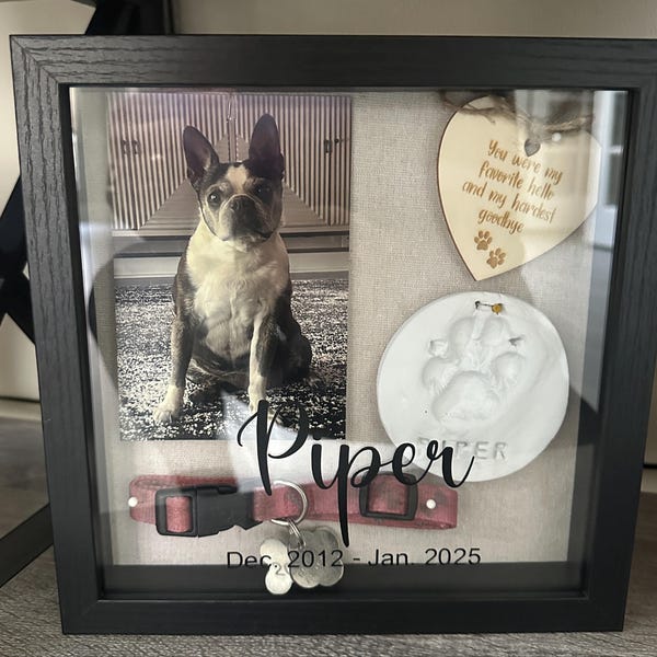 Dog Memorial Shadowbox for Pawprint, Pet Memorial Gift, Cat Memorial ...
