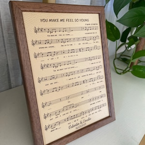 Leather Engraved Music Sheet, Personalized Framed Music Notes, 3rd ...