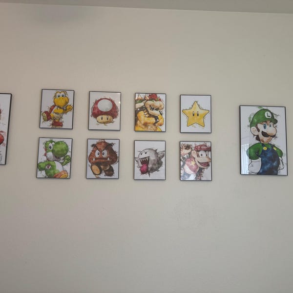PRINTABLE Set of 3 Super Mario Watercolor Room Decor Wall Art Poster ...