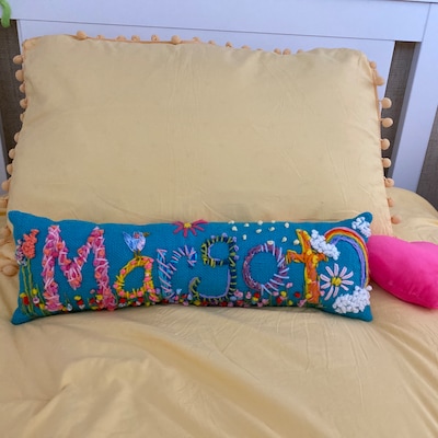 Personalized Name Freehand Bohemian Embroidered Pillow Made to Order up ...