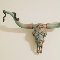 Faux Taxidermy Carved Texas Longhorn Skull Wall Mount Wall Decor ...