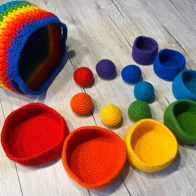 Crochet Montessori Set Crochet Pattern Nesting Bowls Set Stacking ...