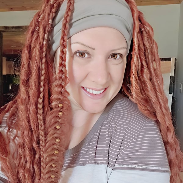 Red Orange Ginger Curly Dreads Synthetic Crochet Dreads Extensions ...