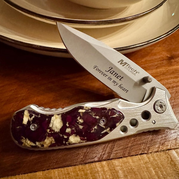 Funeral Flower Knife, Memorial Knife, Knife Made With Flower Petals ...