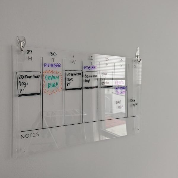 Acrylic Weekly Calendar for Wall || Custom Dry Erase Family Planner ...