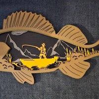 Laser Cut Files Fishing Svg Bass Pdf Files for Wood 4 Layer Art Piece ...