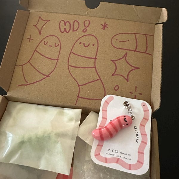 Worm Phone Charm Buddy - Adopt A Mini Earthworm Pet, Handmade ...