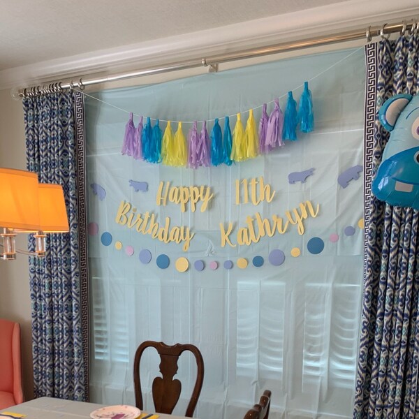 Hippo Birthday Banner, Hippopotamus Birthday Banner, Hippo Party Decor ...