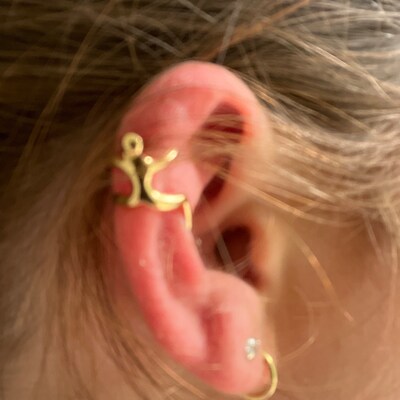 Ear Cuff Silver Ear Man Ear Cuff Climbing Man Ear Cuff Ear Cuff Jewellery Non Pierced Earring ...