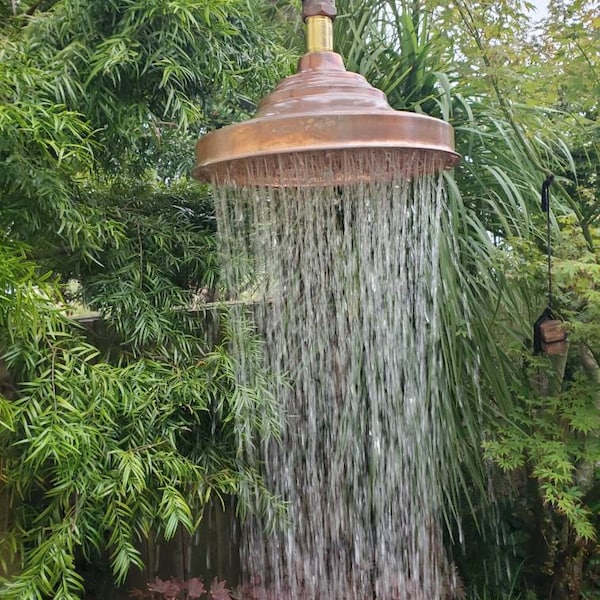 Unlacquered Solid Copper Rain Shower Head, Large Round Handcrafted ...