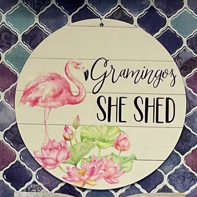 Personalized She Shed Sign, She Shed Gift, Pink Flamingo Custom Woman's ...