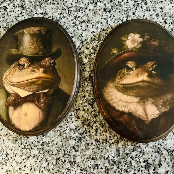 Mr Frog Victorian Portrait Vintage Style Cottagecore Animal Wall Art ...