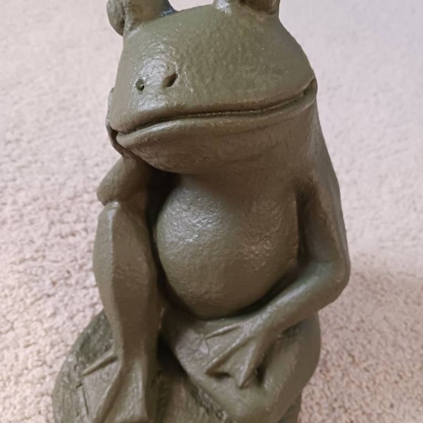 Frog Garden Statue, Relaxing Concrete Frog, Cement Garden Art Decor, Green Frogs, Concrete Yard ...