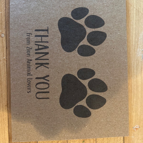 Custom Paw Prints Thank You Cards With Envelopes, Dog Thank You Notes ...
